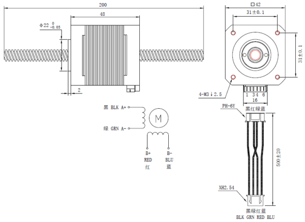 NEMA 17 Noncaptive Linear Actuator Stepper Motor Dual Stack